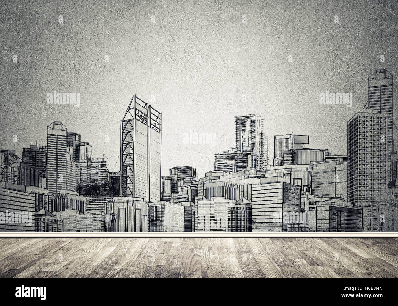 City design on wall Stock Photo - Alamy