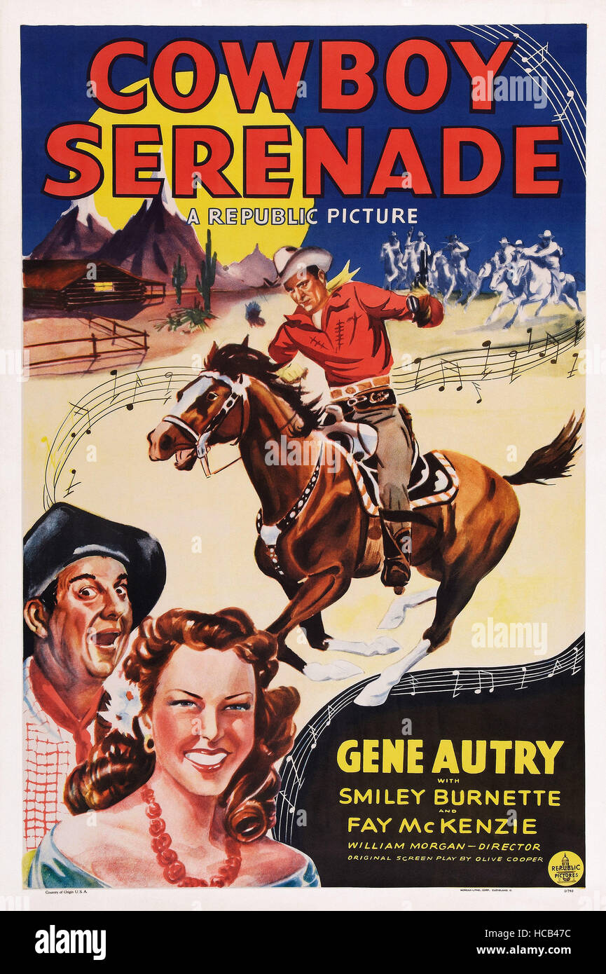 COWBOY SERENADE, US poster art, from top: Gene Autry, Smiley Burnette ...