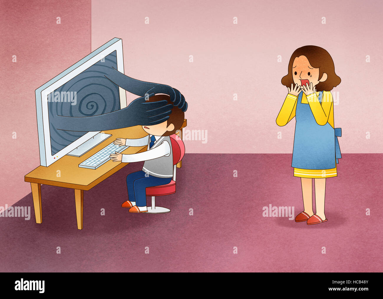 Illustration representing internet addiction Stock Photo - Alamy