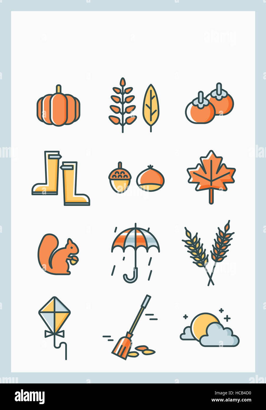 Various line icons related to fall Stock Photo - Alamy