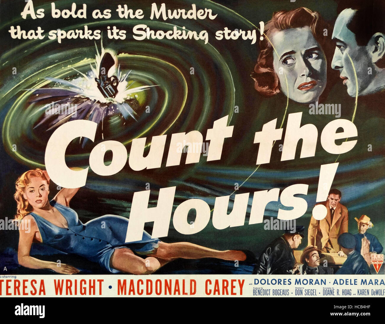 COUNT THE HOURS, top right: Macdonald Carey, bottom left: Teresa Wright on poster art, 1953 ...