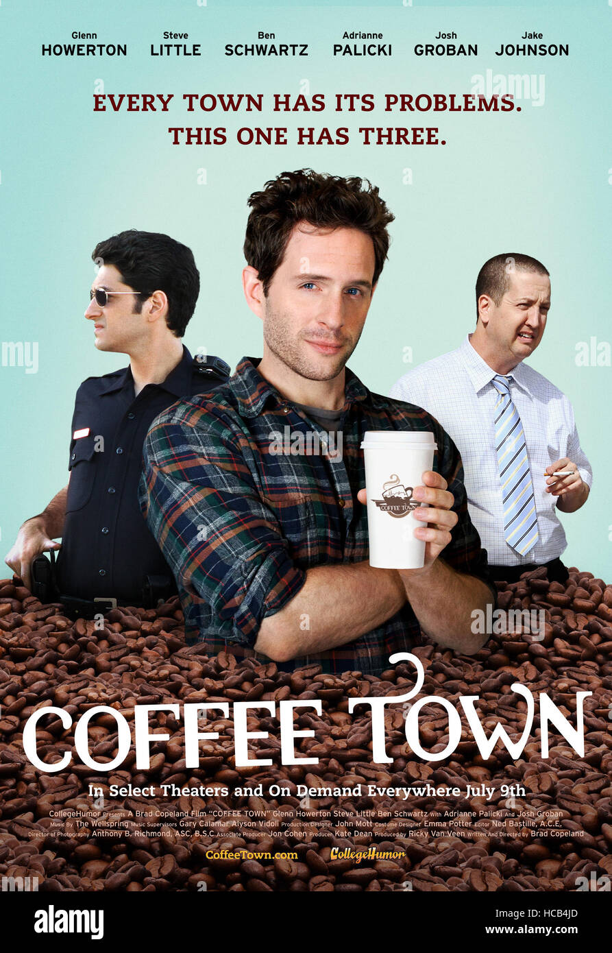 COFFEE TOWN, from left: Ben Schwartz, Glenn Howerton, Steve Little on US poster art, 2012 ...