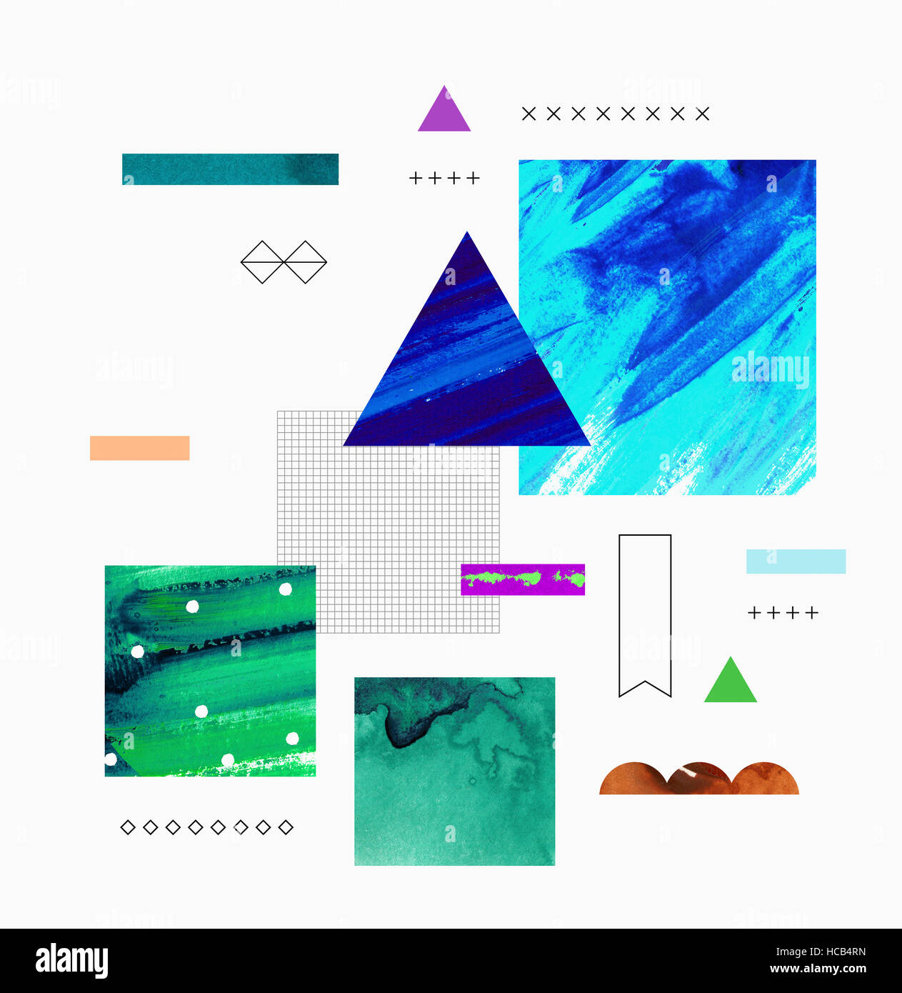 Various watercolor geometric patterns Stock Photo - Alamy