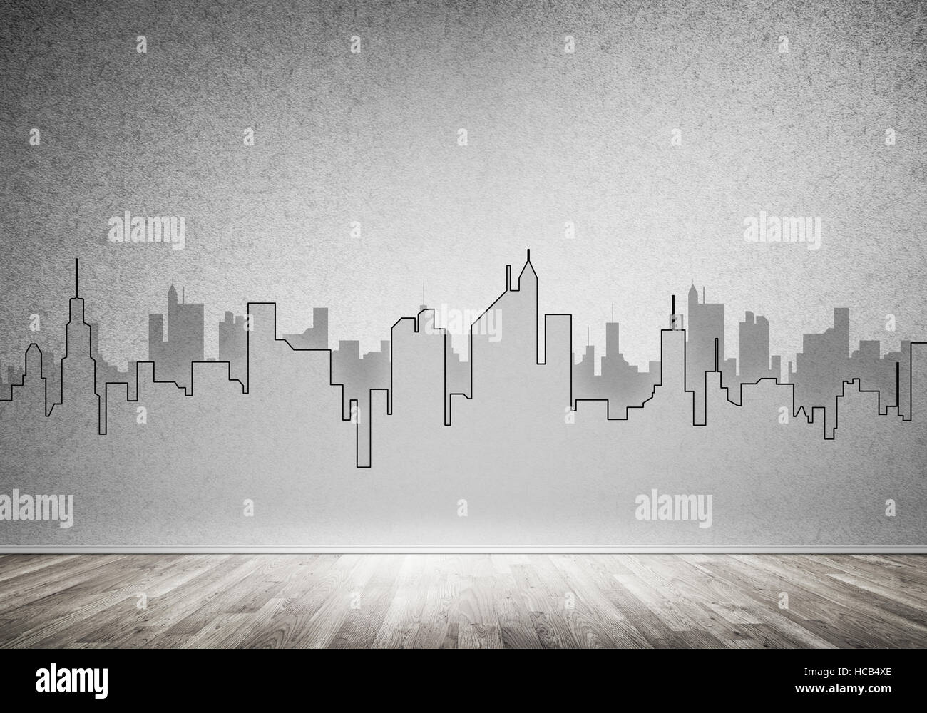 City design on wall Stock Photo - Alamy