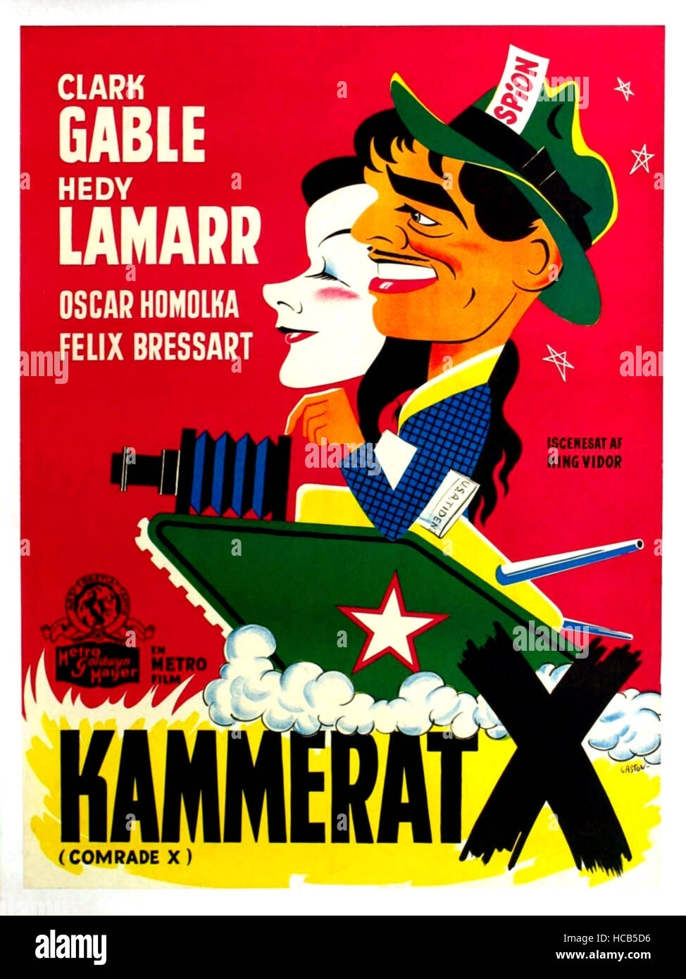 COMRADE X (aka KAMMERAT X), Hedy Lamarr, Clark Gable, (Danish poster ...