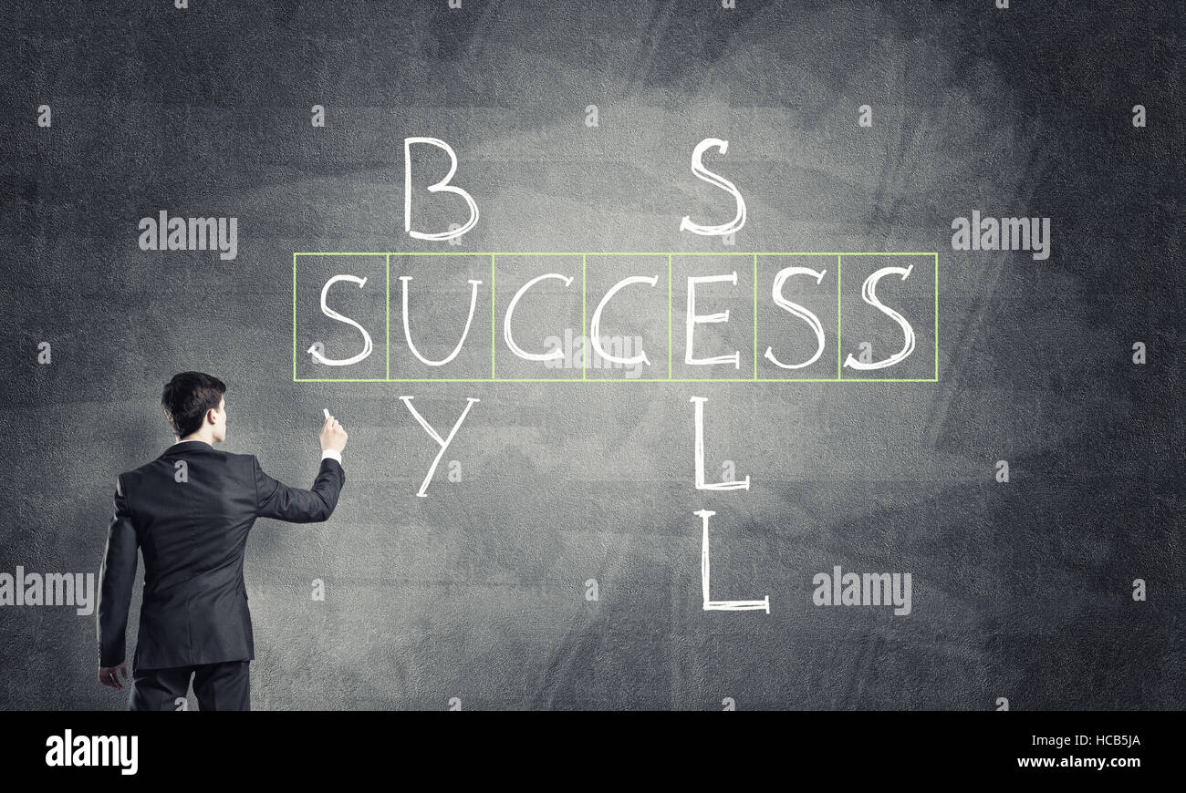 Seminar trainer draw on chalkboard Stock Photo - Alamy