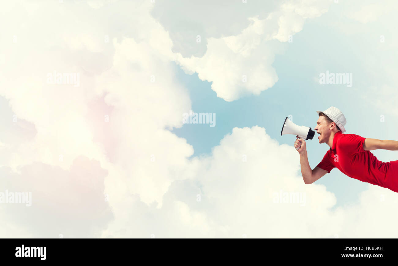 Guy making announcement Stock Photo - Alamy