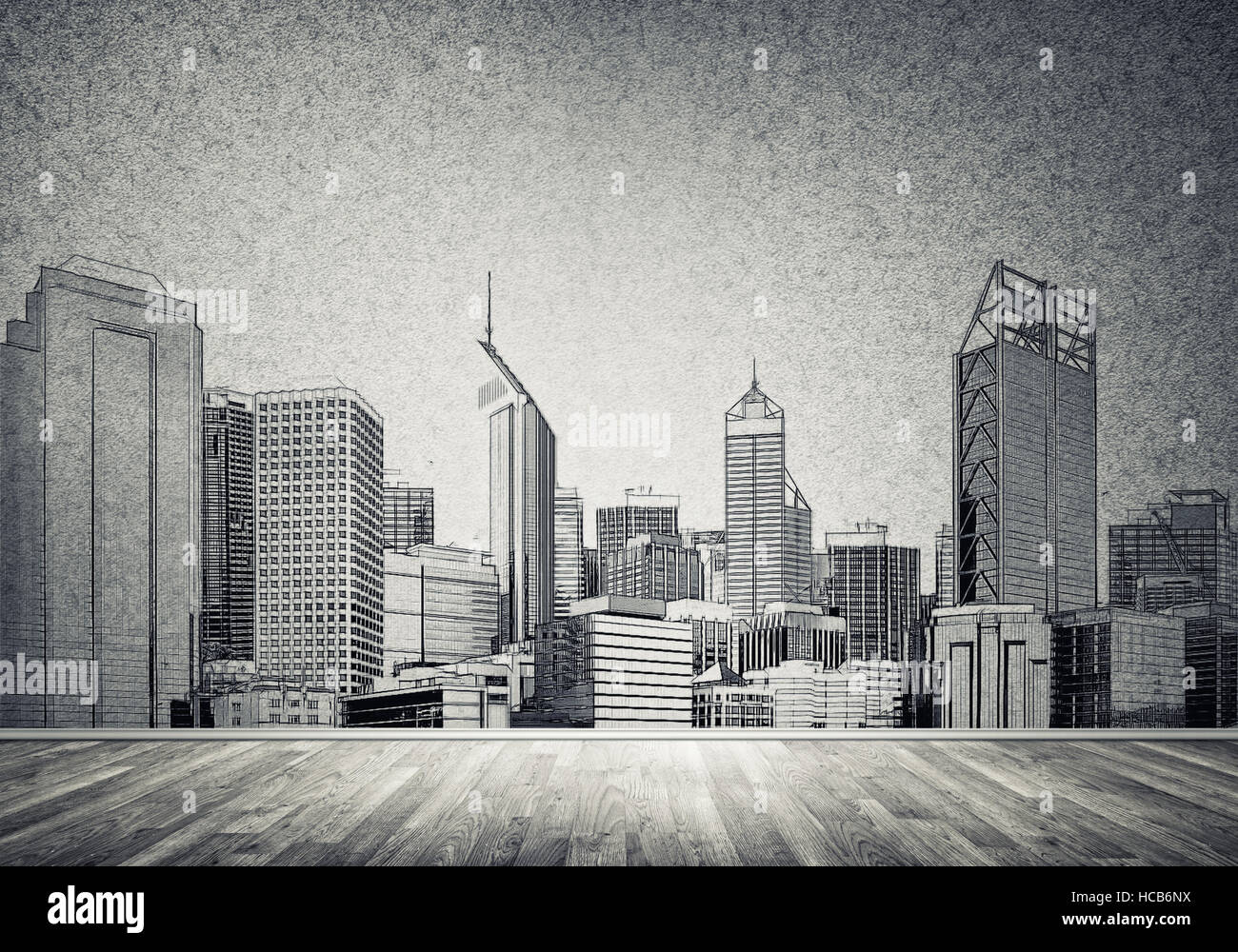 City design on wall Stock Photo - Alamy