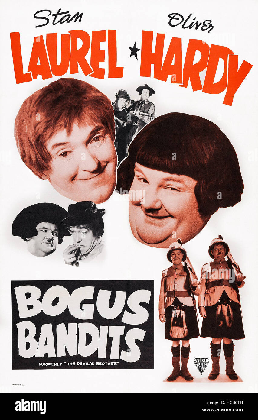 THE DEVIL'S BROTHER, (aka BOGUS BANDITS, reissue title), US poster art ...