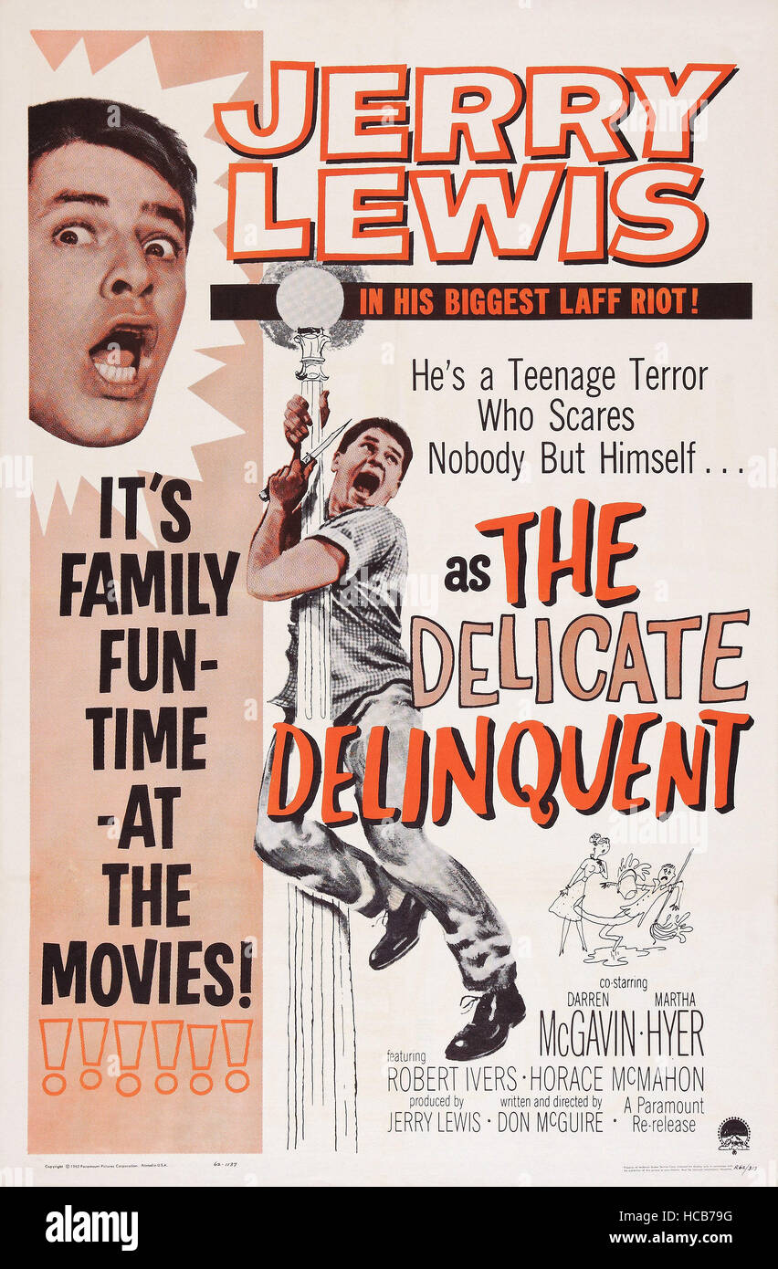 THE DELICATE DELINQUENT, US poster art, Jerry Lewis, 1957 Stock Photo ...