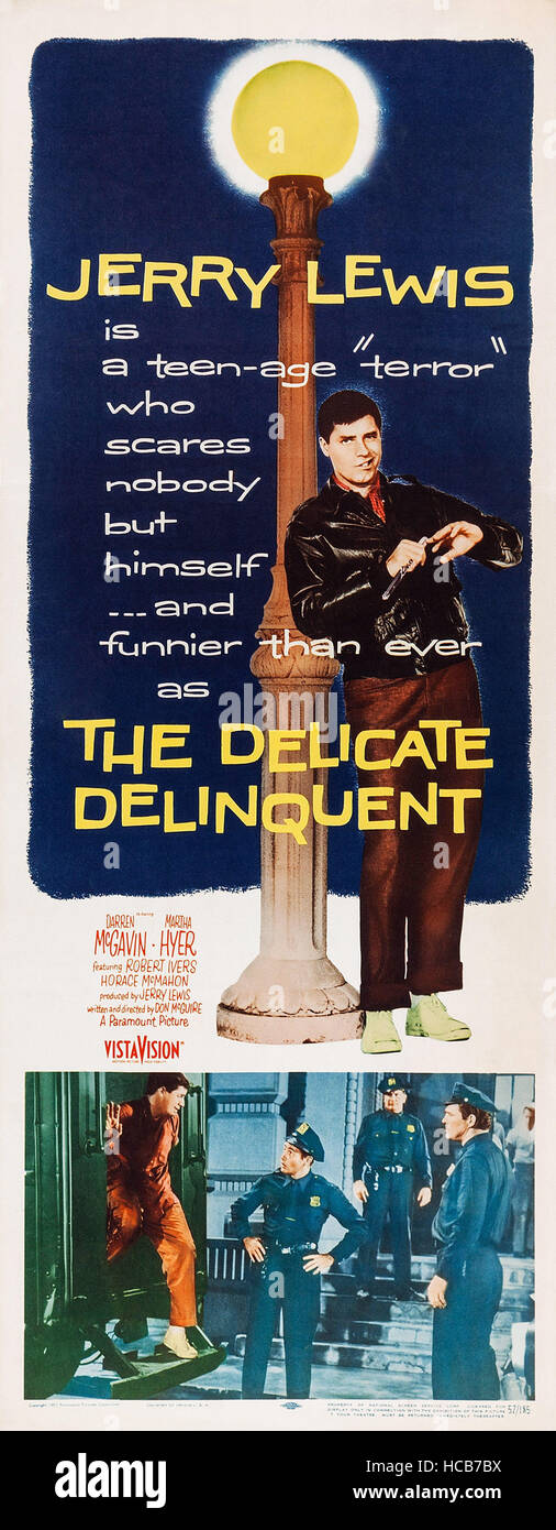 THE DELICATE DELINQUENT, US poster art, Jerry Lewis, 1957 Stock Photo ...