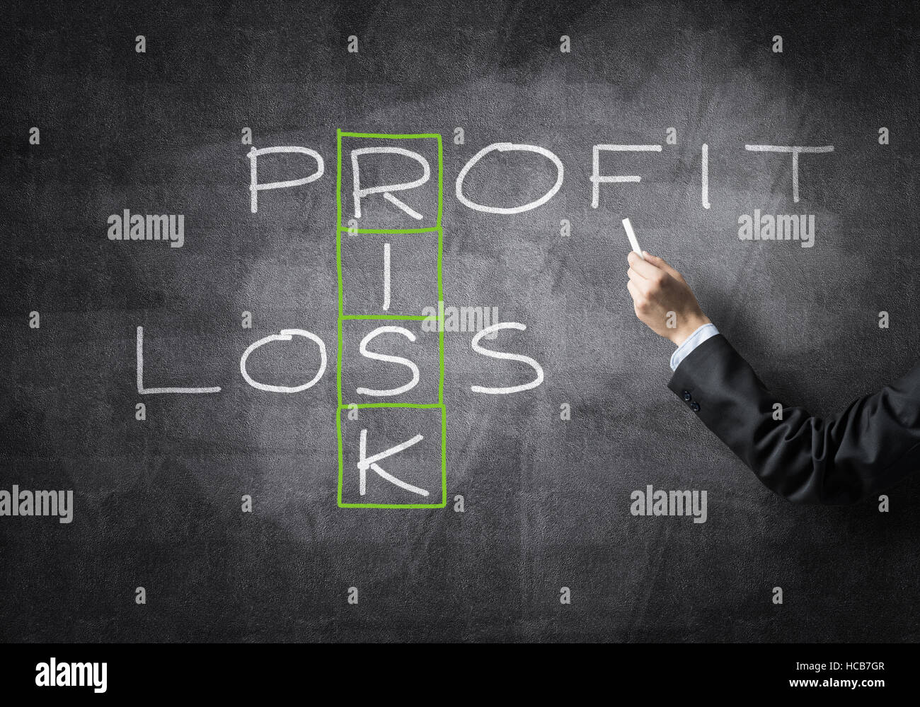 Seminar trainer draw on chalkboard Stock Photo - Alamy