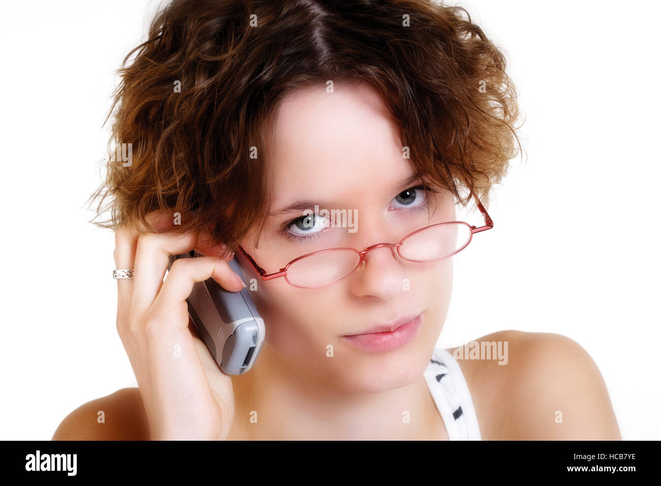 Young woman phoning on a mobile Stock Photo - Alamy