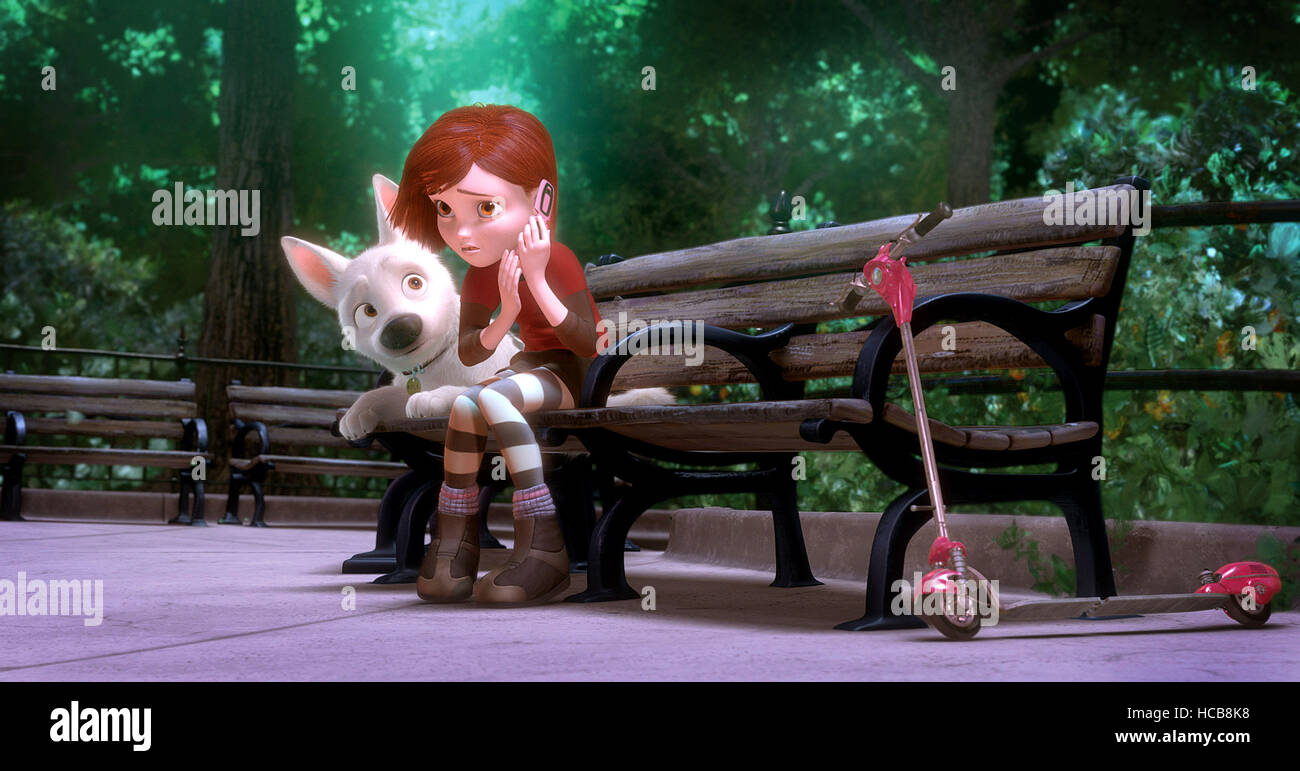 BOLT, from left: Bolt (voice: John Travolta), Penny (voice: Miley Cyrus ...