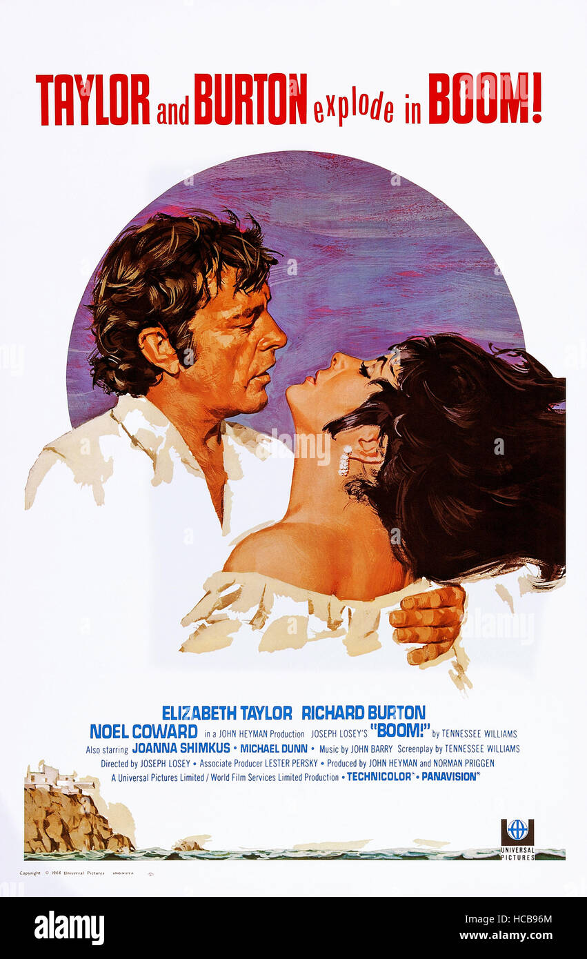 BOOM!, US poster, Richard Burton, Elizabeth Taylor, 1968 Stock Photo ...