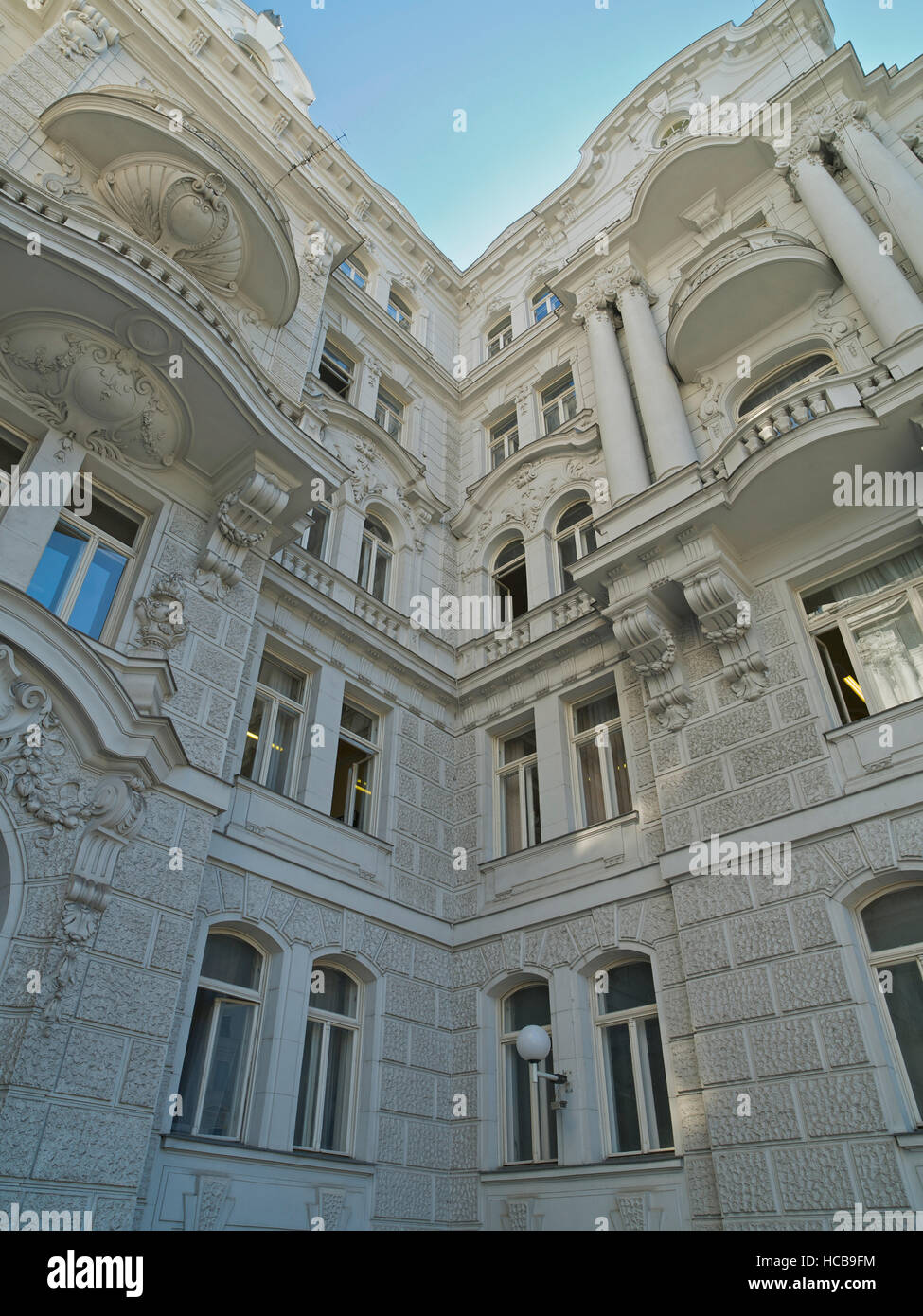 Building facades on the Schwarzenbergplatz square in Vienna, Austria ...