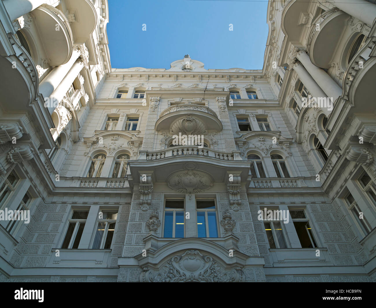 Building facades on the Schwarzenbergplatz square in Vienna, Austria ...