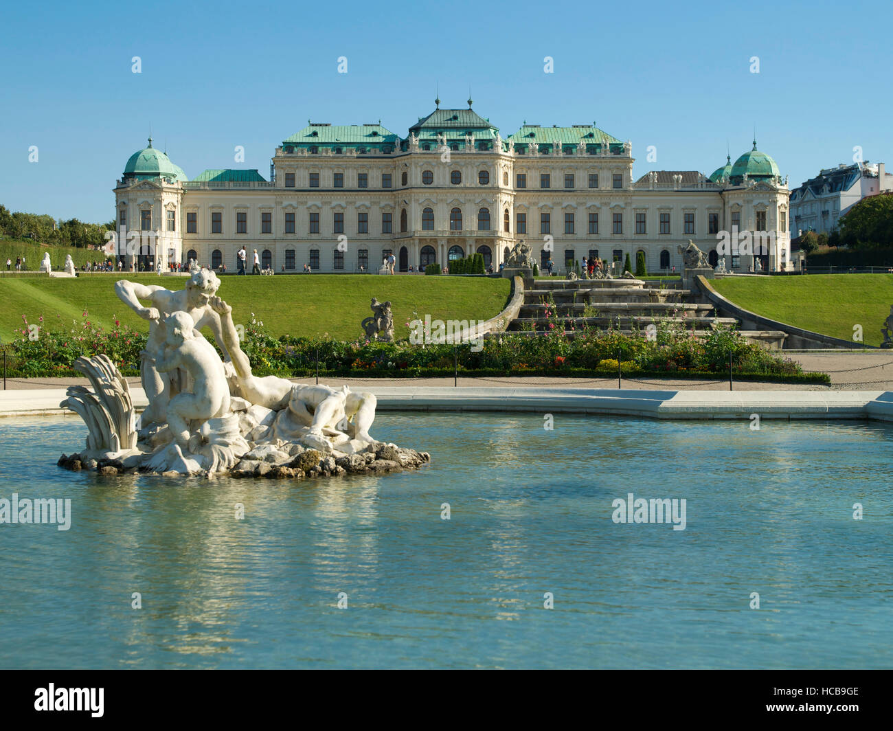 Fountain in front of the Belvedere Palace, Vienna, Austria, Europe ...