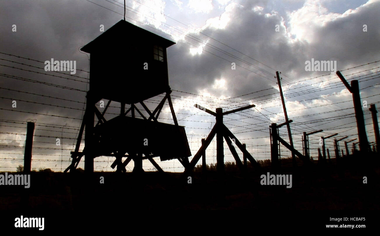 BURIED PRAYERS, A guard tower at the Maidanek Death Camp near Lublin ...