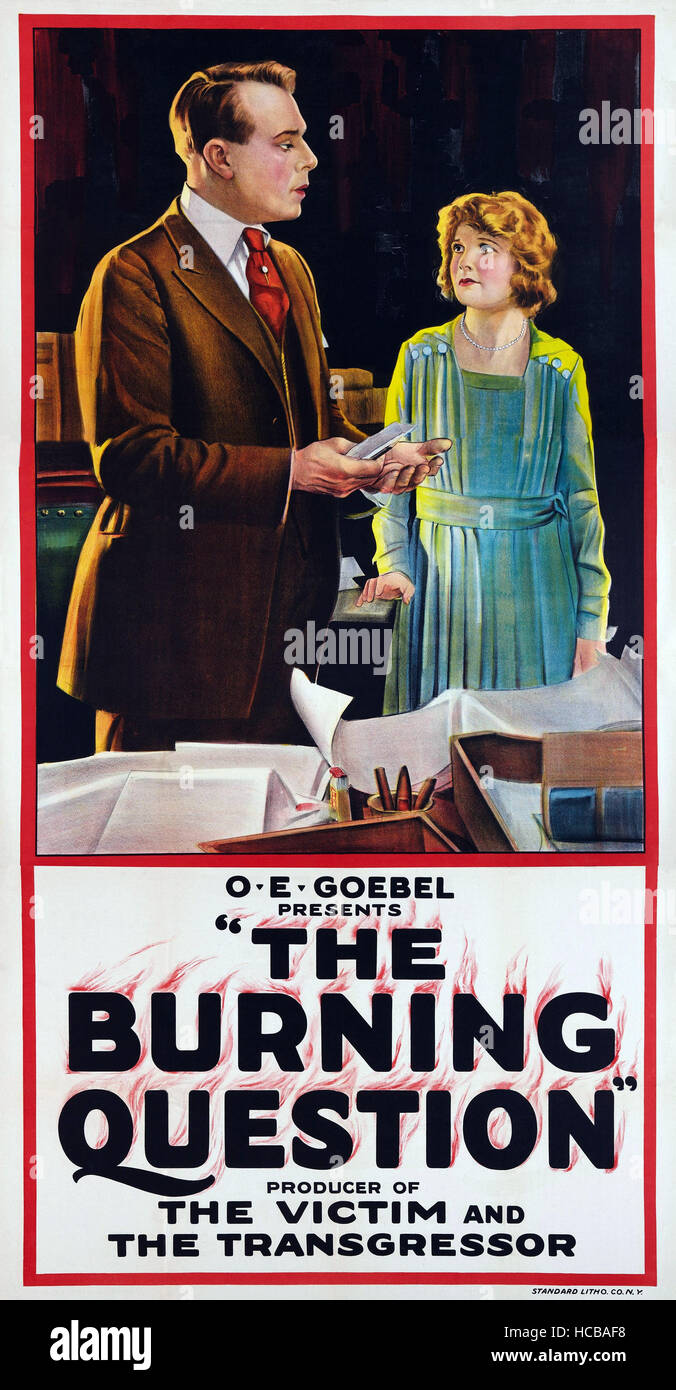 THE BURNING QUESTION, US poster art, 1919 Stock Photo - Alamy