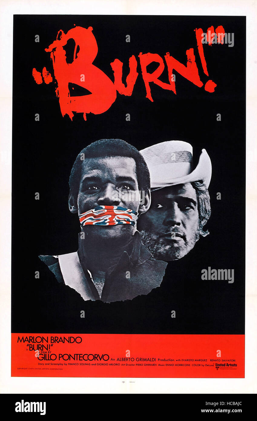 BURN!, (aka QUEIMADA), US poster, from left: Evaristo Marquez, Marlon Brando, 1969 Stock Photo ...