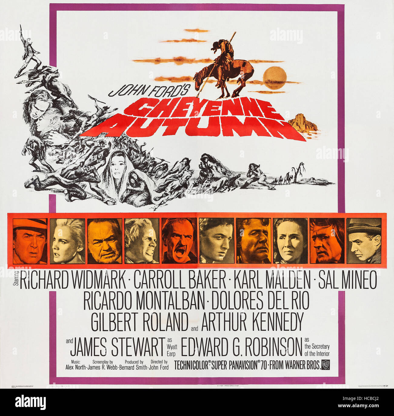 CHEYENNE AUTUMN, US poster art, from left: James Stewart, Carroll Baker ...