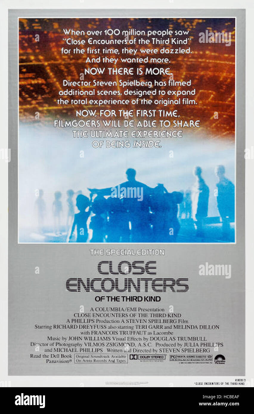 CLOSE ENCOUNTERS OF THE THIRD KIND, center: Richard Dreyfuss on poster ...