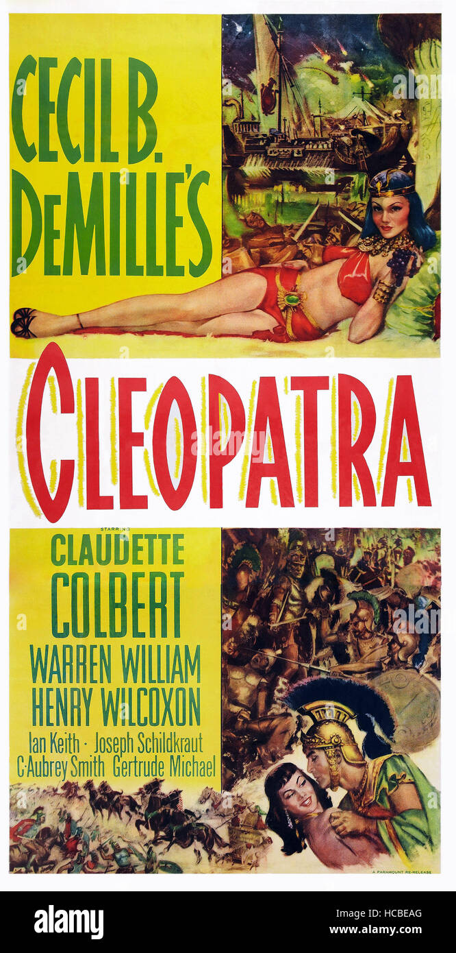 CLEOPATRA, US 1952 re-release poster, Claudette Colbert, 1934 Stock ...