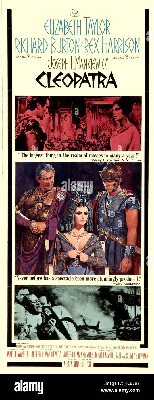 CLEOPATRA, center: Rex Harrison, Elizabeth Taylor, Richard Burton, 1963 ...