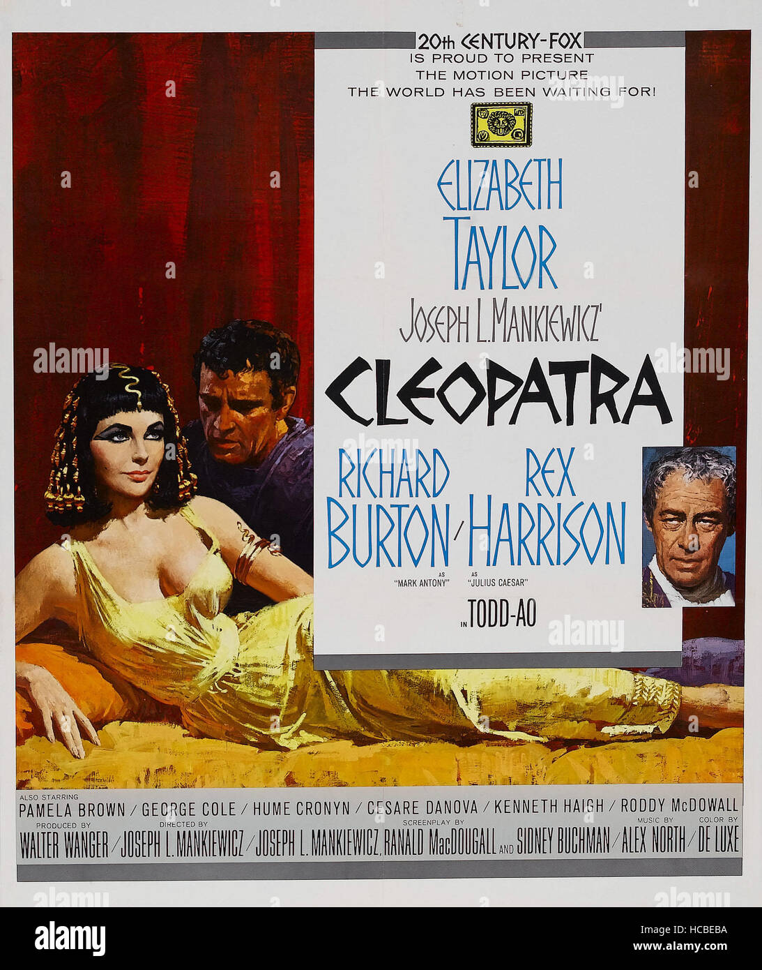 CLEOPATRA, l-r: Elizabeth Taylor, Richard Burton, Rex Harrison on poster art, 1963, TM and ...