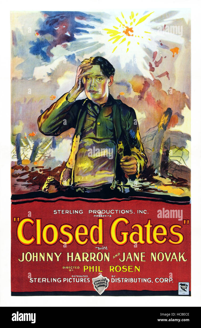 CLOSED GATES, US poster art, John Harron (aka Johnny Harron), 1927 ...