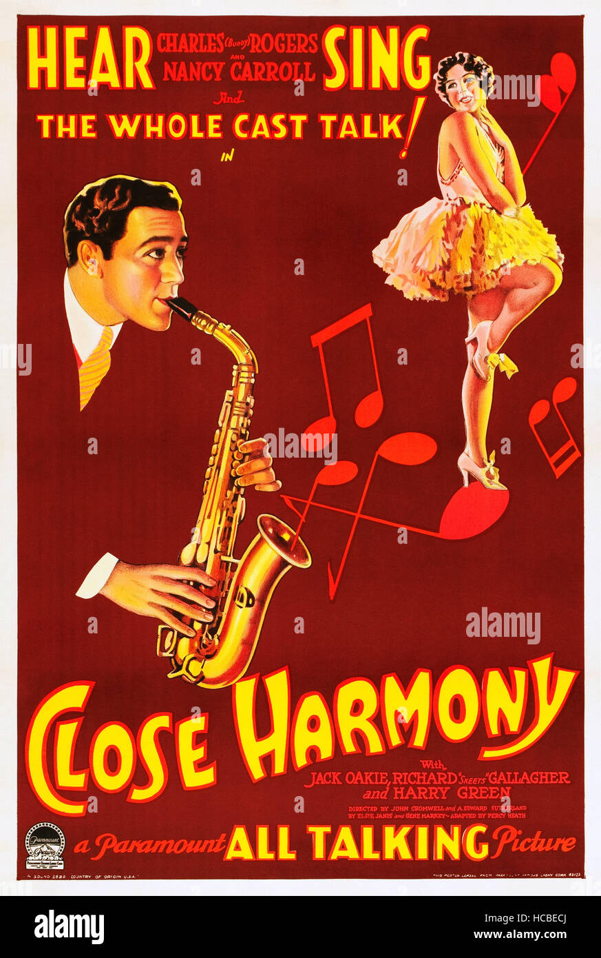 CLOSE HARMONY, US poster art, from left: Charles 'Buddy' Rogers, Nancy ...