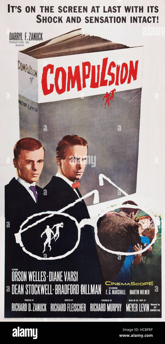 COMPULSION, US poster art, from left: Dean Stockwell, Bradford Dillman ...