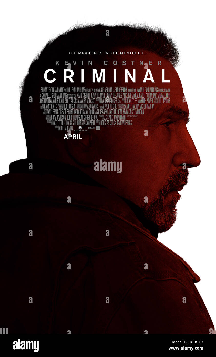 CRIMINAL, US character poster, Kevin Costner, 2016. © Lionsgate ...