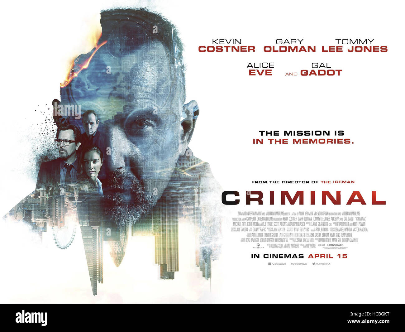 CRIMINAL, British poster, left clockwise from top: Tommy Lee Jones, Gal ...
