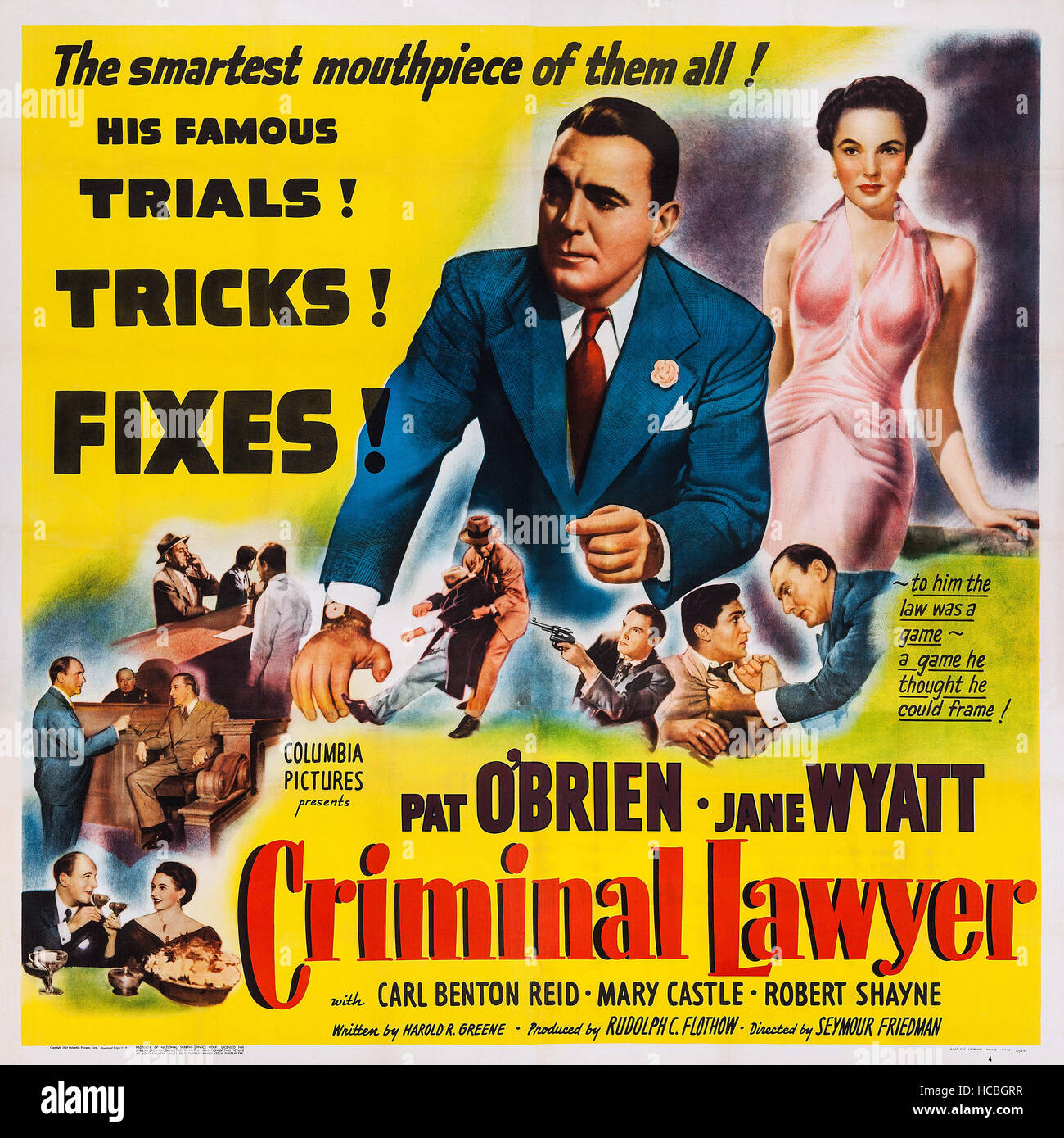 CRIMINAL LAWYER, US poster art, Pat O'Brien (center), Jane Wyatt (top ...