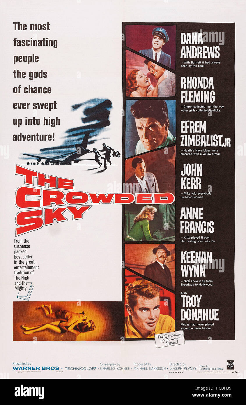 THE CROWDED SKY, right from top: Dana Andrews, Rhonda Fleming, Efrem ...