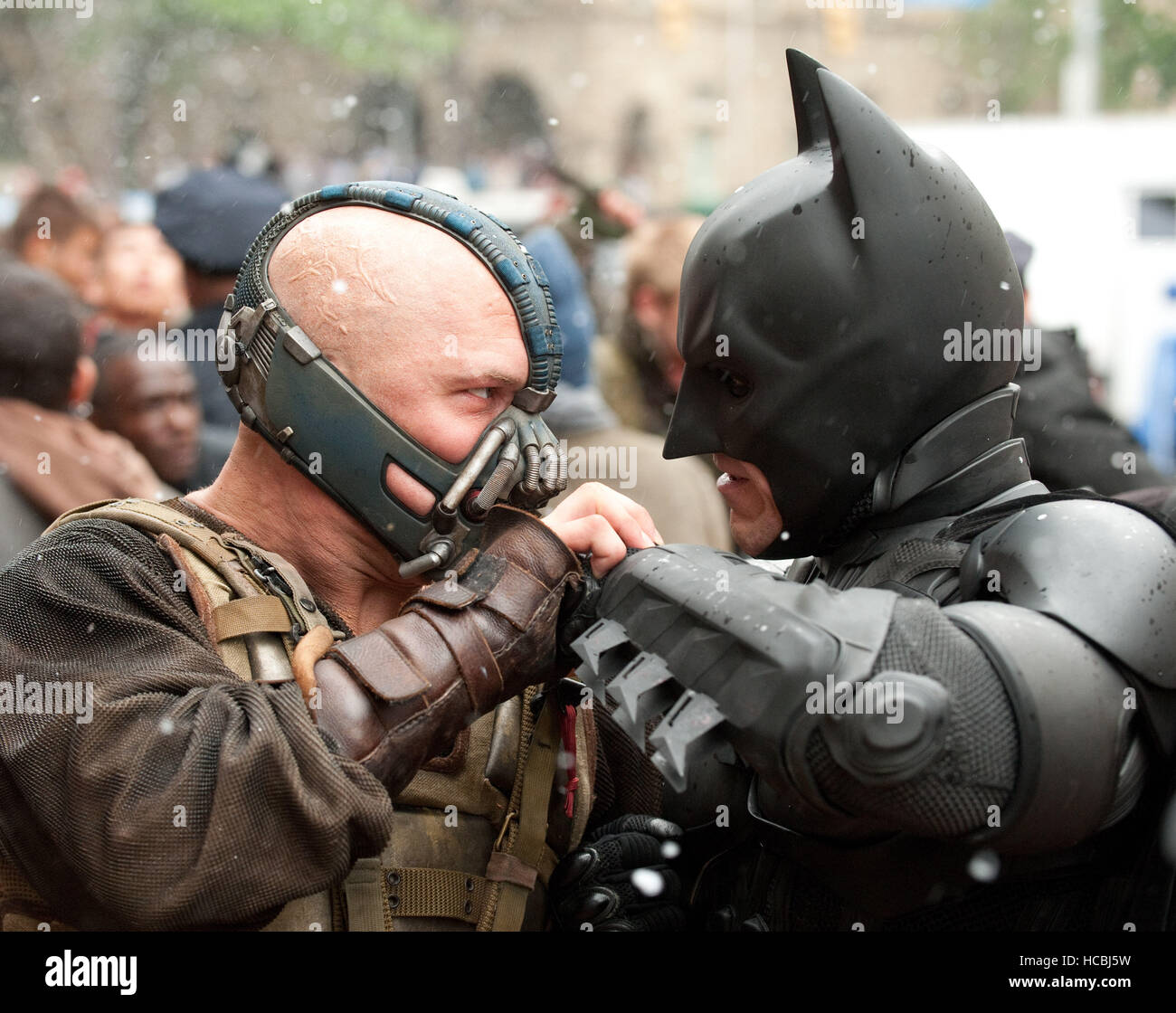 THE DARK KNIGHT RISES, from left: Tom Hardy, Christian Bale as Batman ...