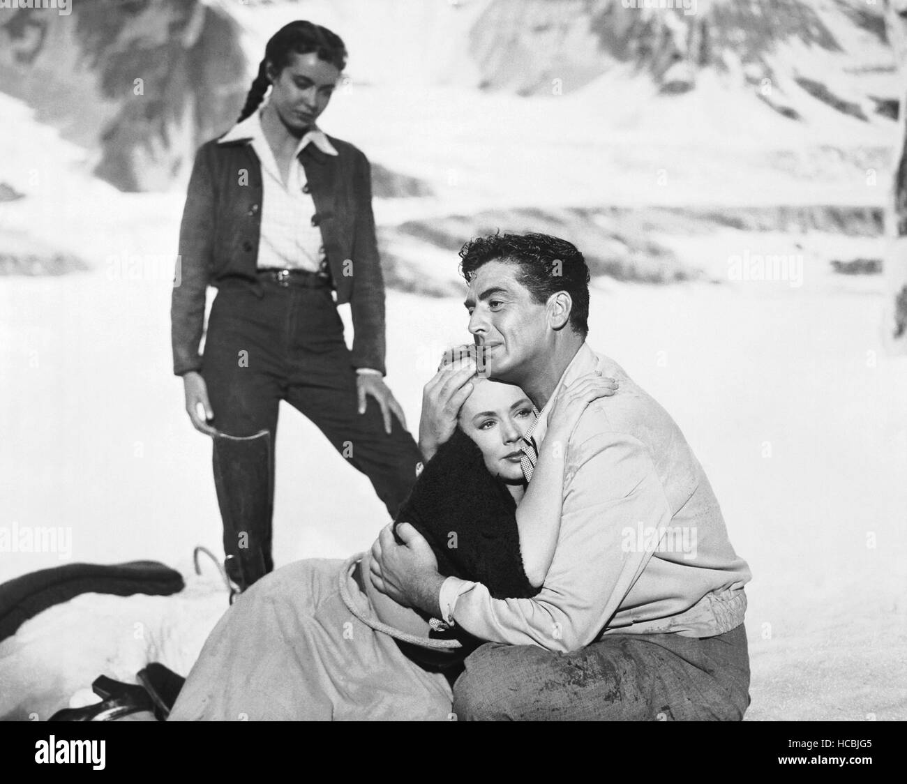 DANGEROUS MISSION, front from left: Piper Laurie, Victor Mature, Betta ...