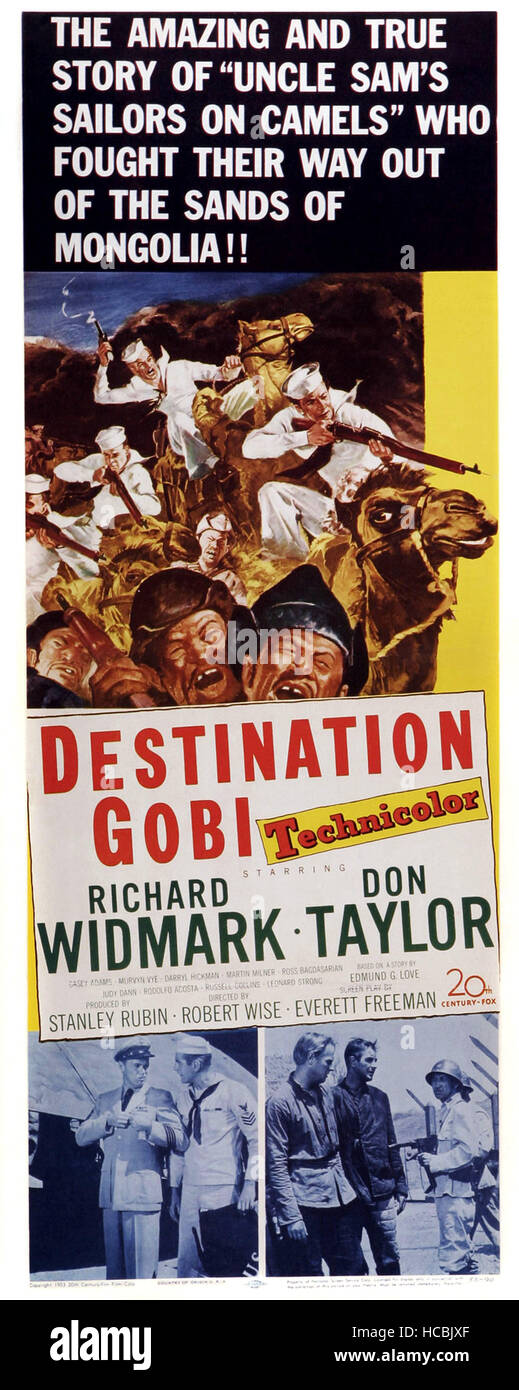 DESTINATION GOBI, Richard Widmark, (right insert on left), 1953. TM and ...