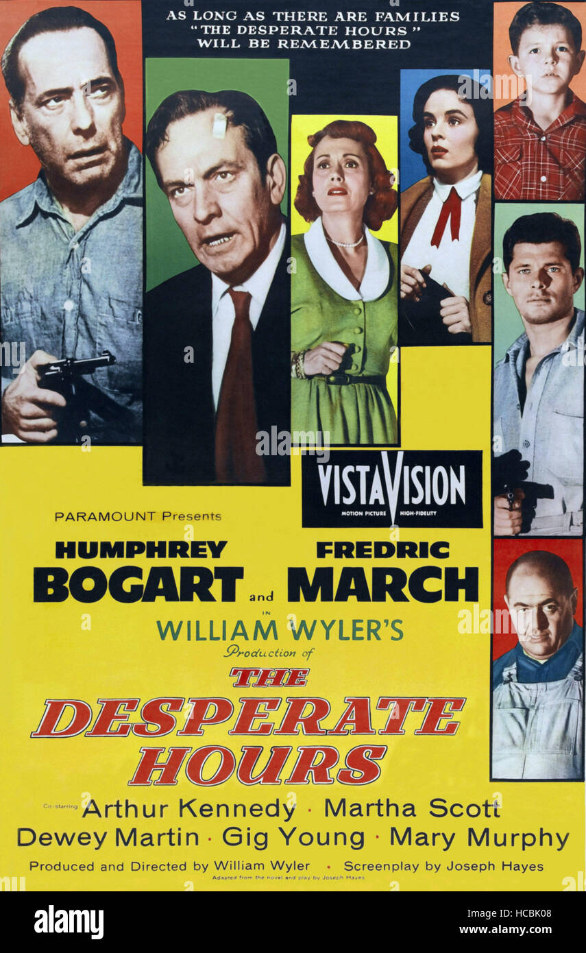 THE DESPERATE HOURS, l-r: Humphrey Bogart, Fredric March, Martha Scott ...