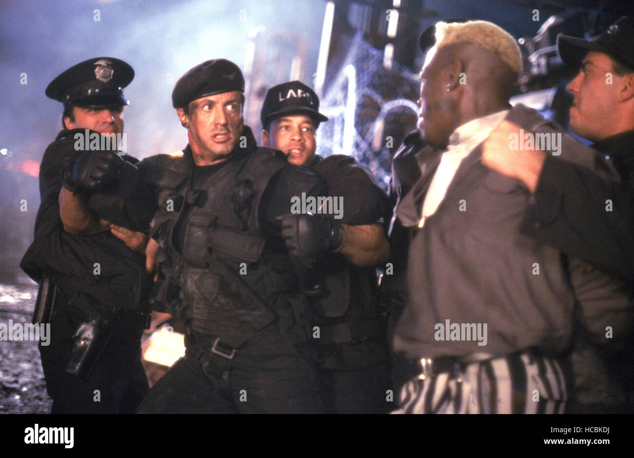 DEMOLITION MAN, Sylvester Stallone (second from left), Wesley Snipes ...