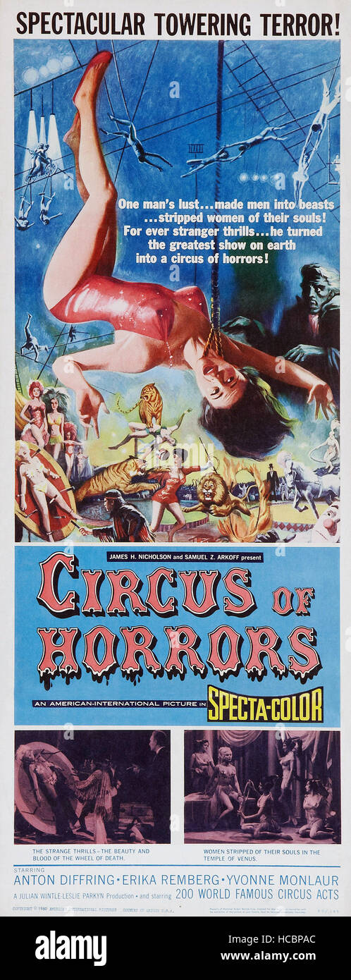 CIRCUS OF HORRORS, poster art, 1960 Stock Photo - Alamy