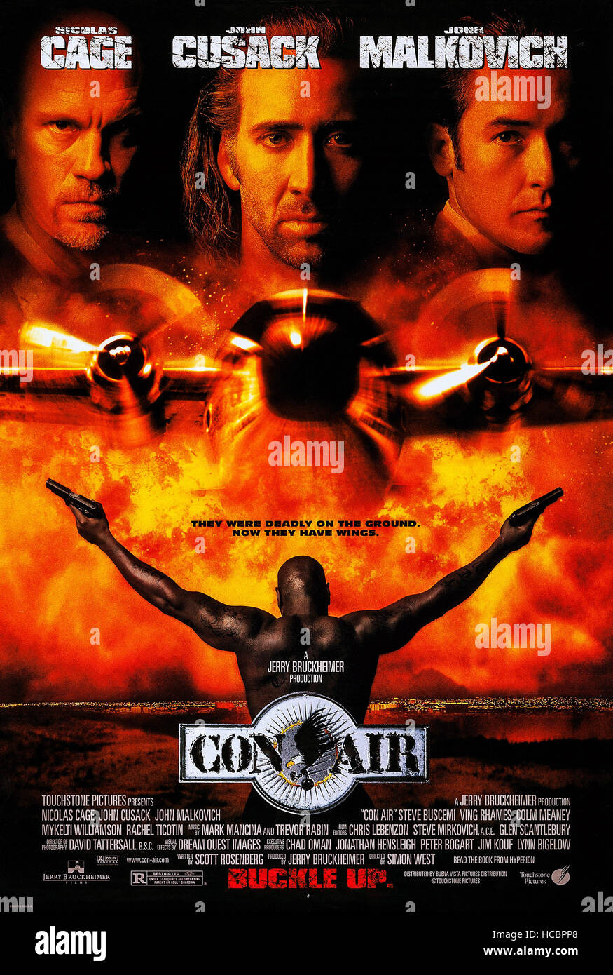 CON AIR, US poster, from left: John Malkovich, Nicolas Cage, John ...