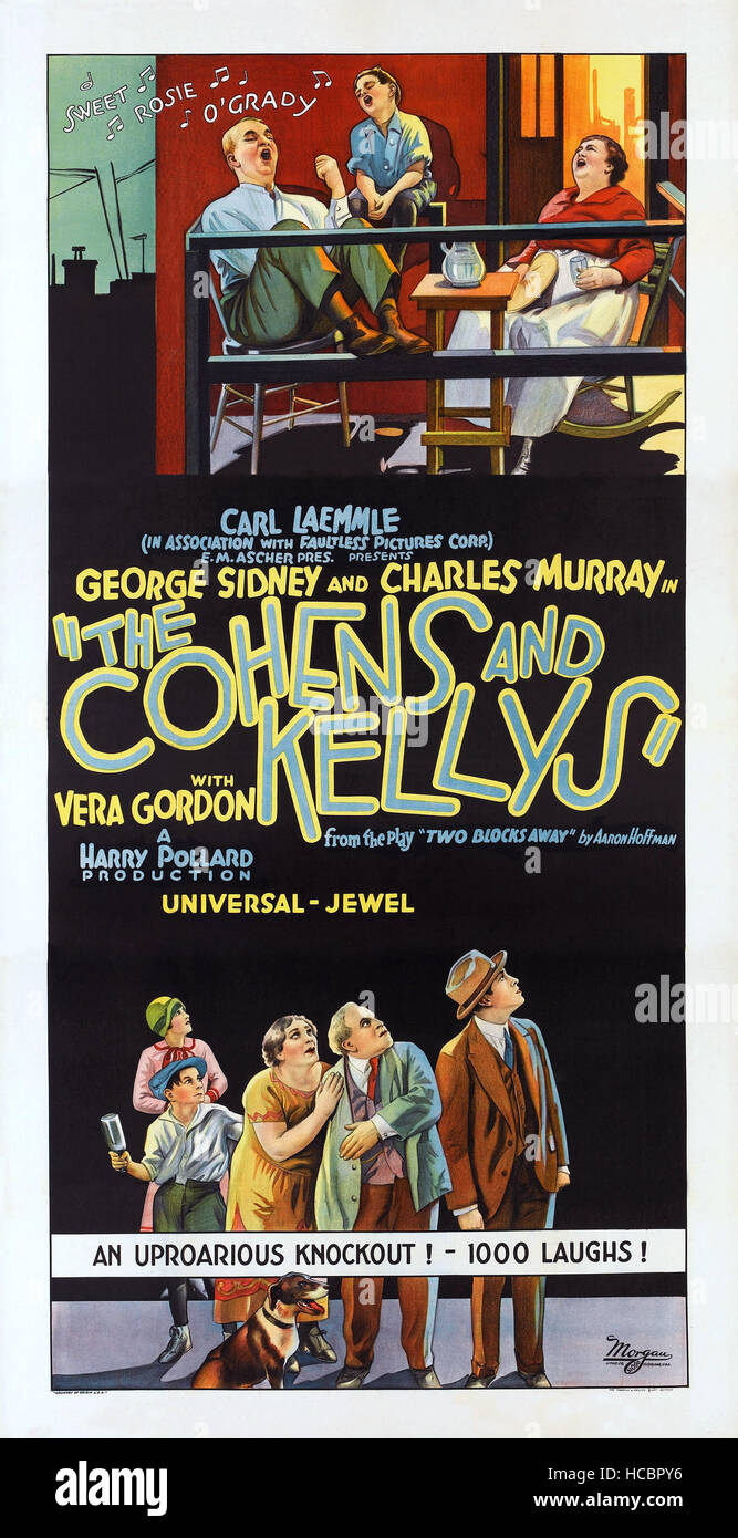 THE COHENS AND KELLYS, poster art, top l-r: George Sidney, Robert ...