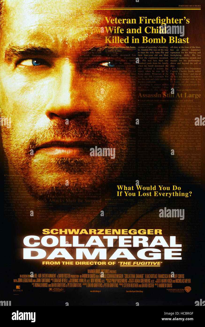 COLLATERAL DAMAGE, US poster art, Arnold Schwarzenegger, 2002. © Warner ...