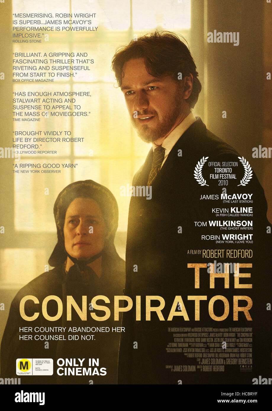 THE CONSPIRATOR, New Zealand poster art, from left: Robin Wright, James ...