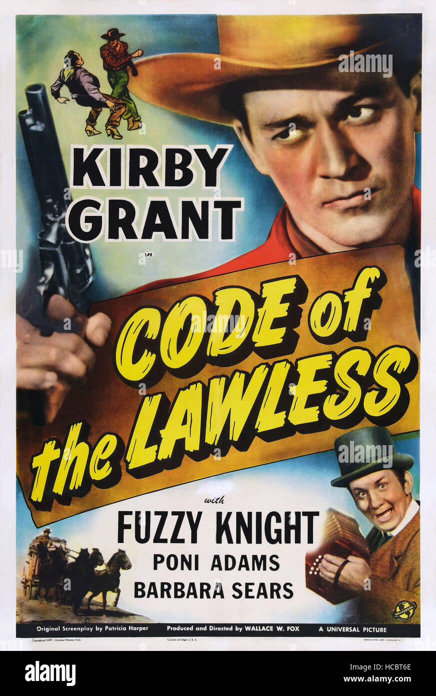 CODE OF THE LAWLESS, US poster art, top: Kirby Grant, bottom: Fuzzy ...
