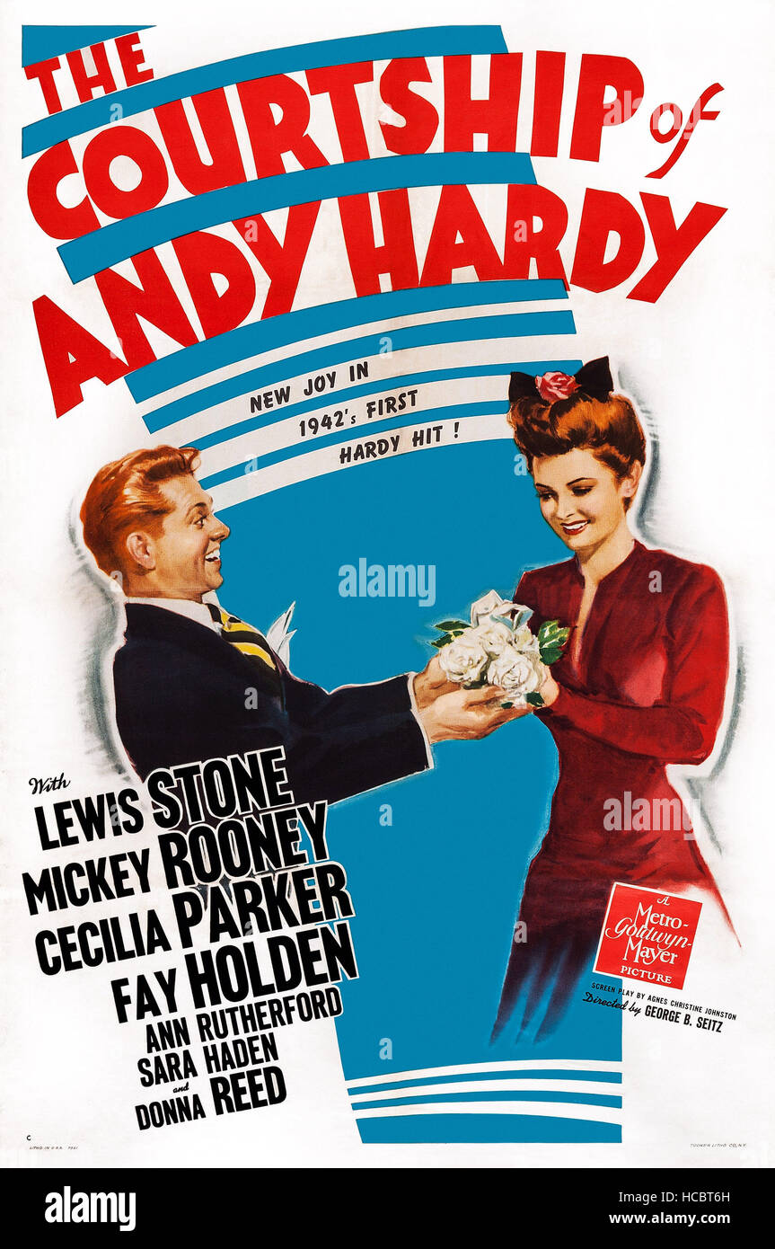 THE COURTSHIP OF ANDY HARDY, US poster art, from left: Mickey Rooney ...