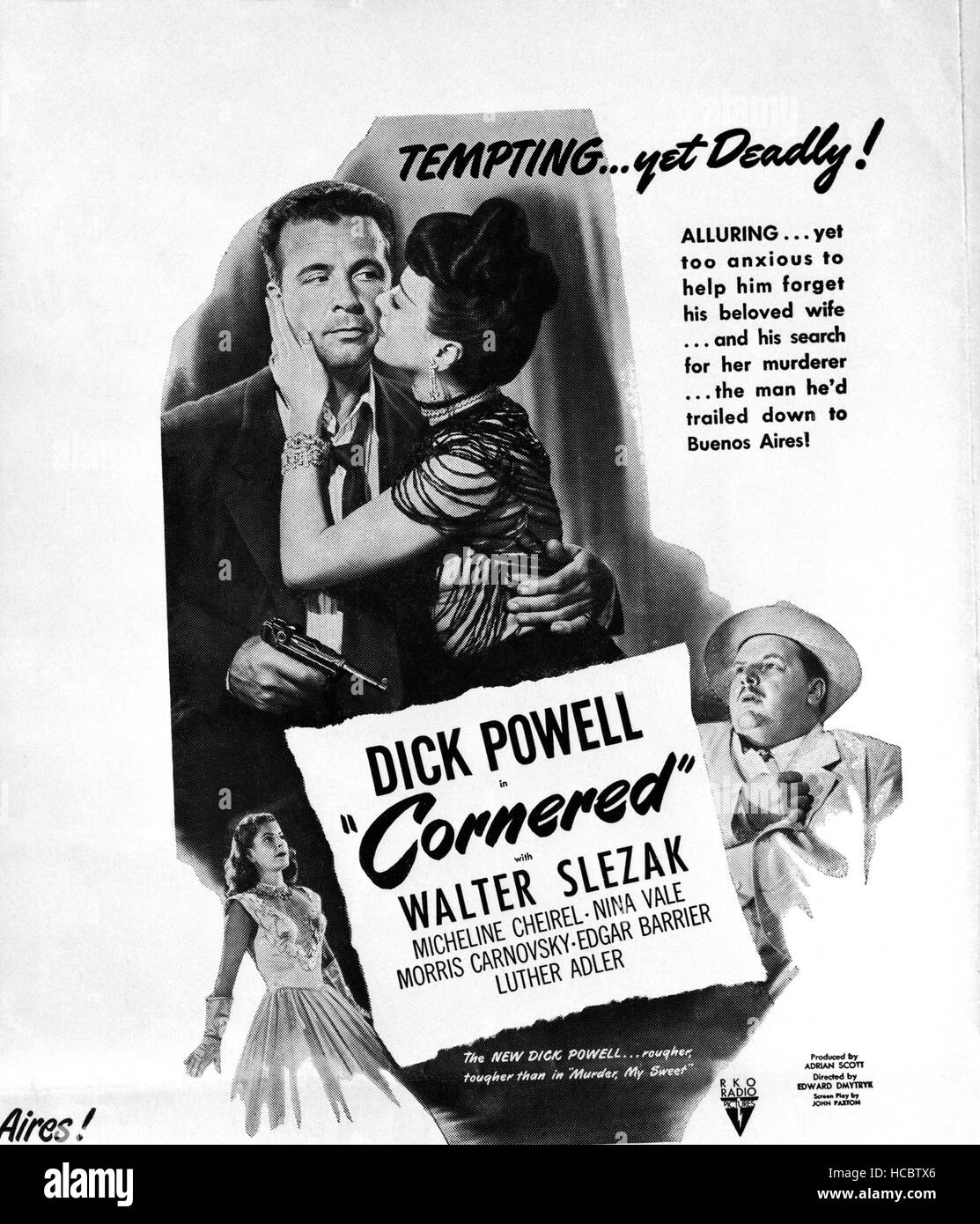 CORNERED, top from left: Dick Powell, Nina Vale, bottom from left ...